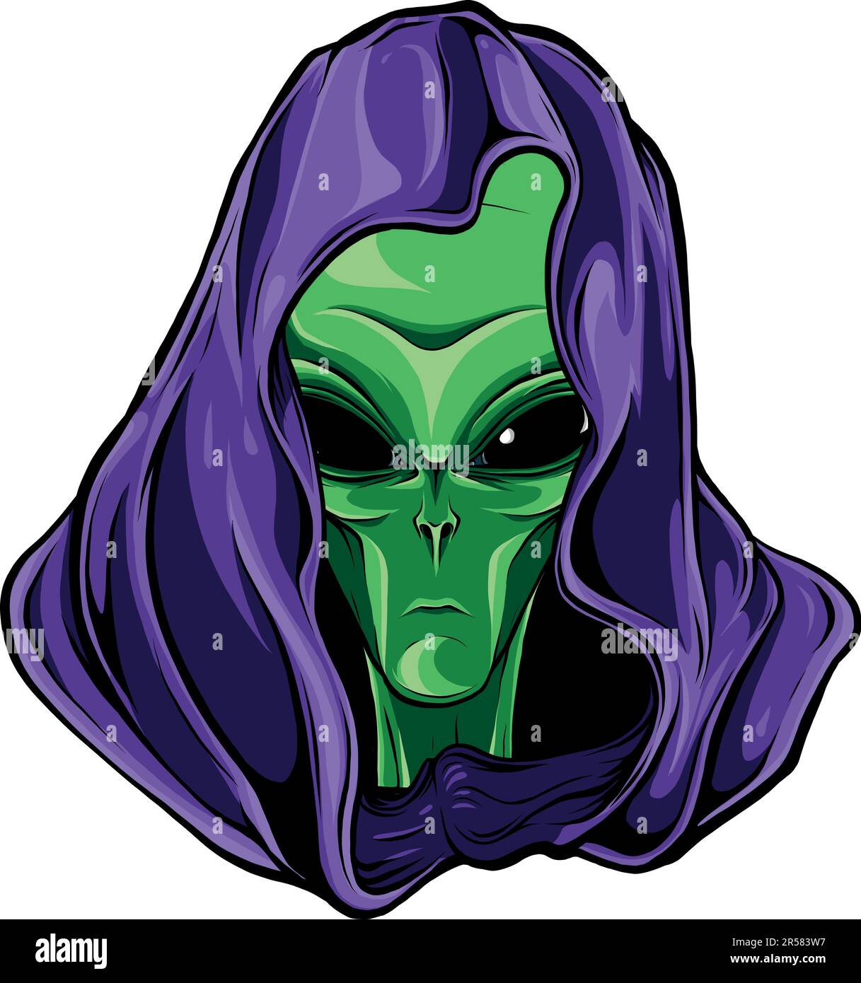 vector illustration of Alien hooded on white background Stock Vector ...