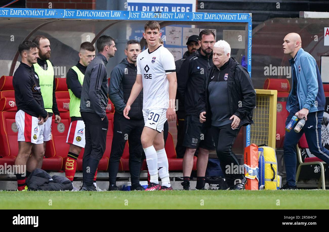 Ross County's Dylan Smith looks dejected after being sent off during ...