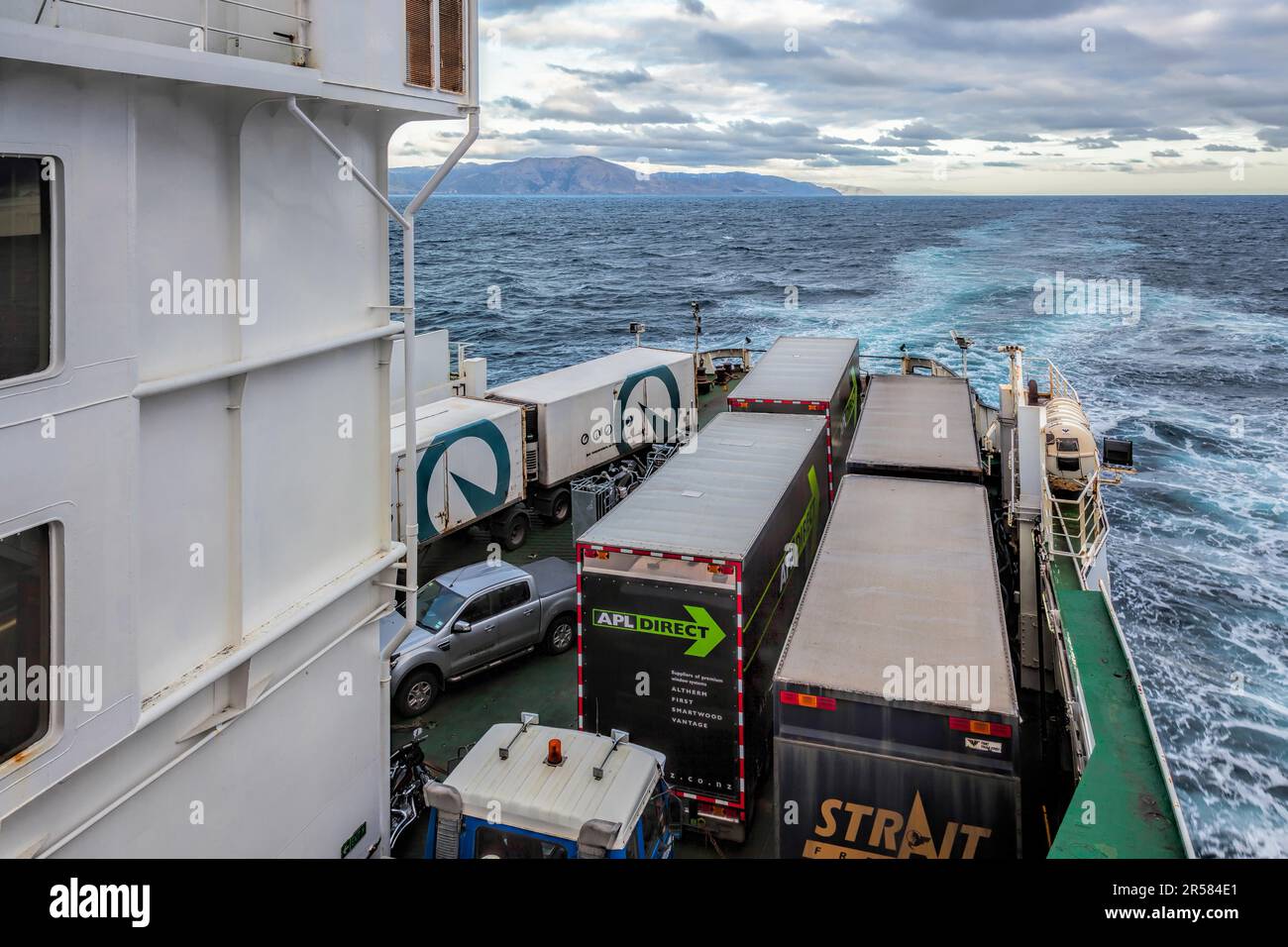 COOK STRAIT, NEW ZEALAND - FEBRUARY 11 : Ferry crossing the Cook Strait ...