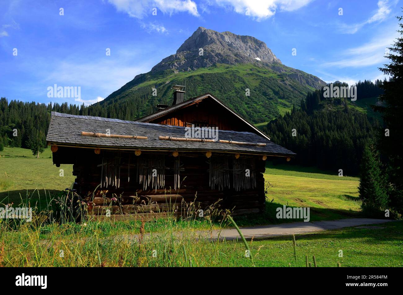 Alpine landscape in the Lechquellen Mountains near Lech am Arlberg ...