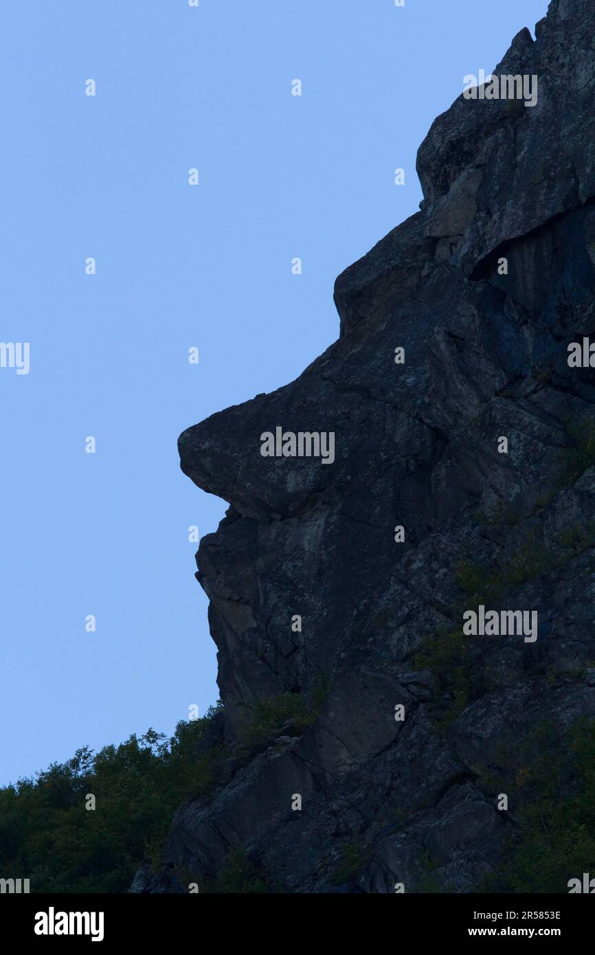 Rocks shaped like a face, Grand-Jardins National Park, Quebec, Canada ...
