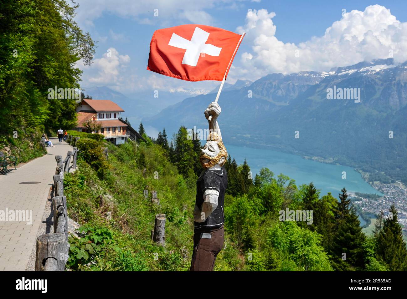 Sculpture Flag-waver Viewpoint Harder Kulm, Interlaken, Switzerland ...