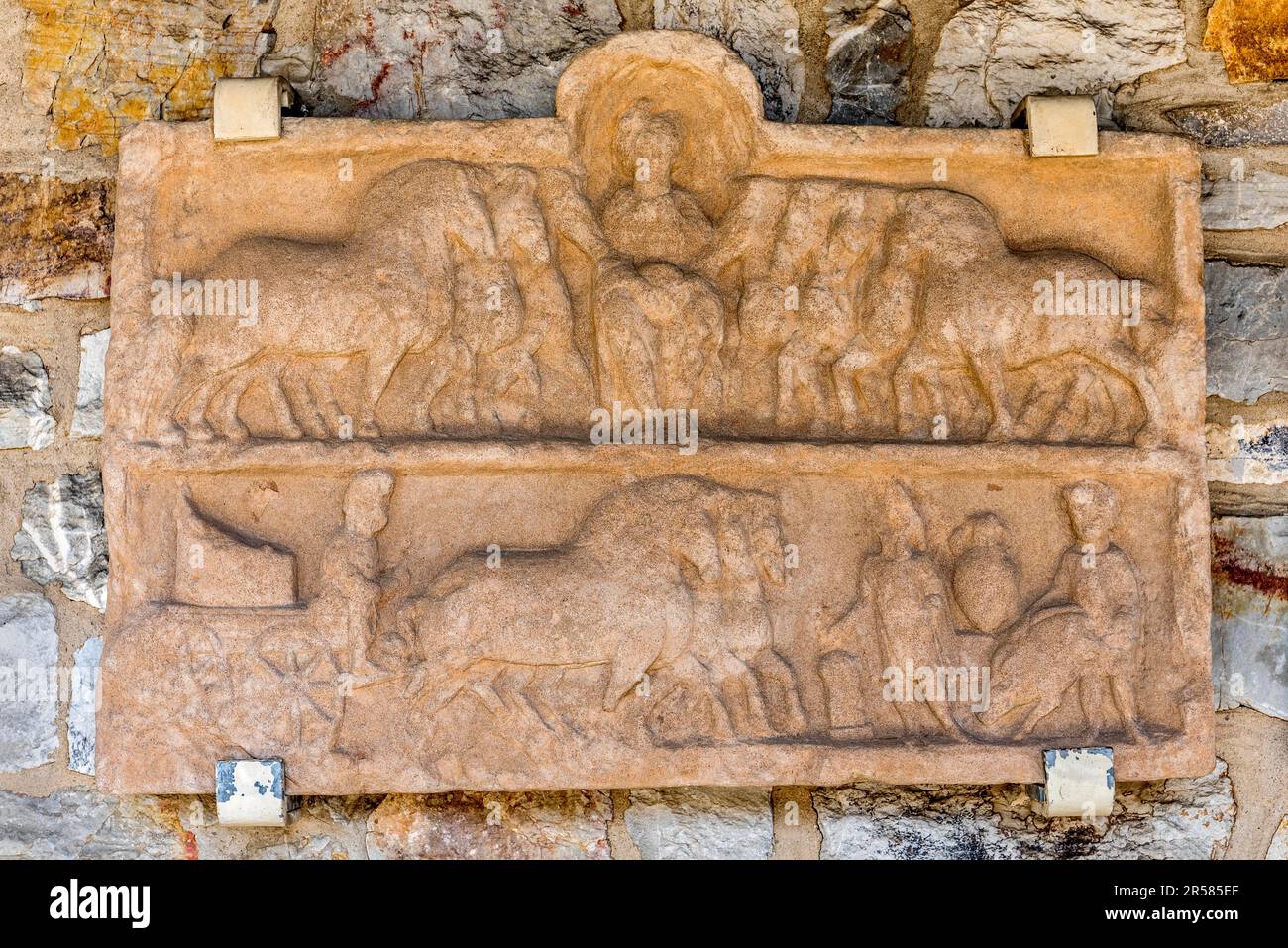 Relief in stone for Epona, the Celtic patron goddess of horses, Roman ...