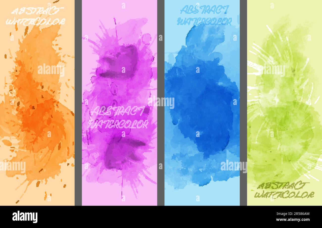 Watercolor background. A set of layouts for the design of postcards ...