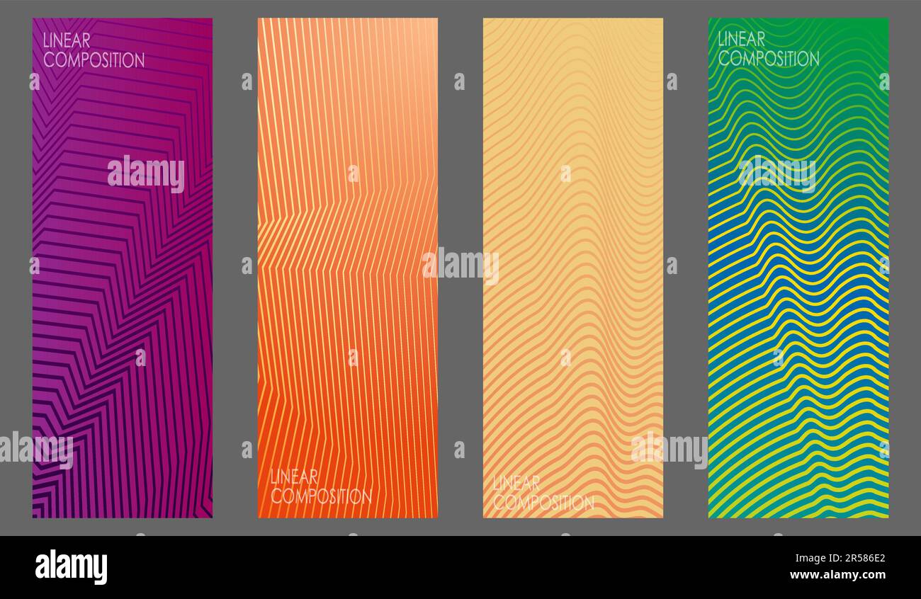 Colorful linear composition. A set of layouts for the design of banners ...