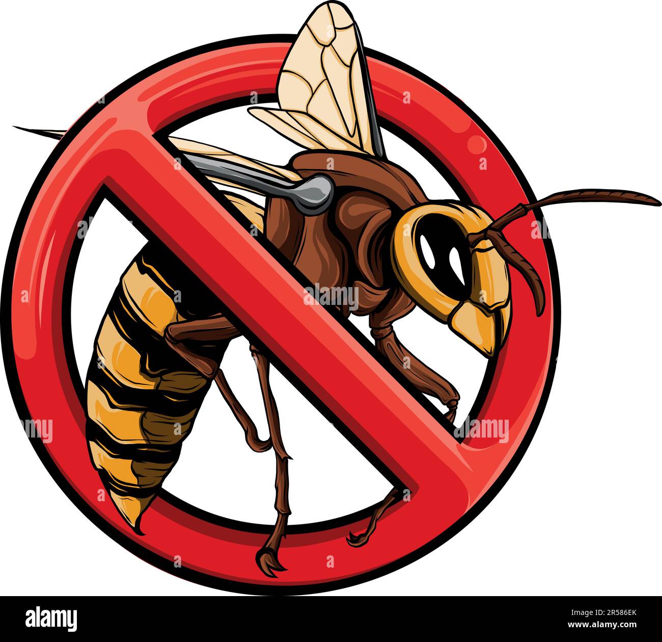 Vector illustration of No Bee or Wasp Sign on White Background Stock ...