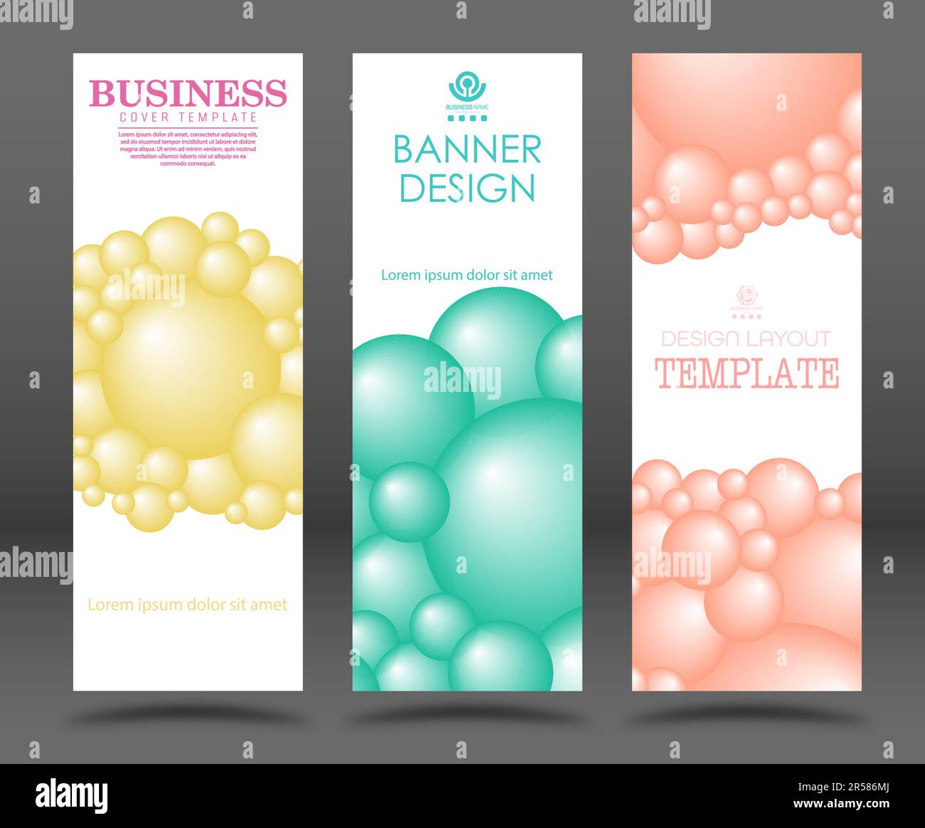A set of layouts with colored spheres for covers, brochures, posters ...