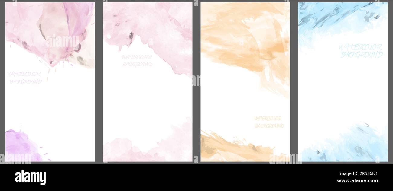 Watercolor background. A set of layouts for the design of postcards ...