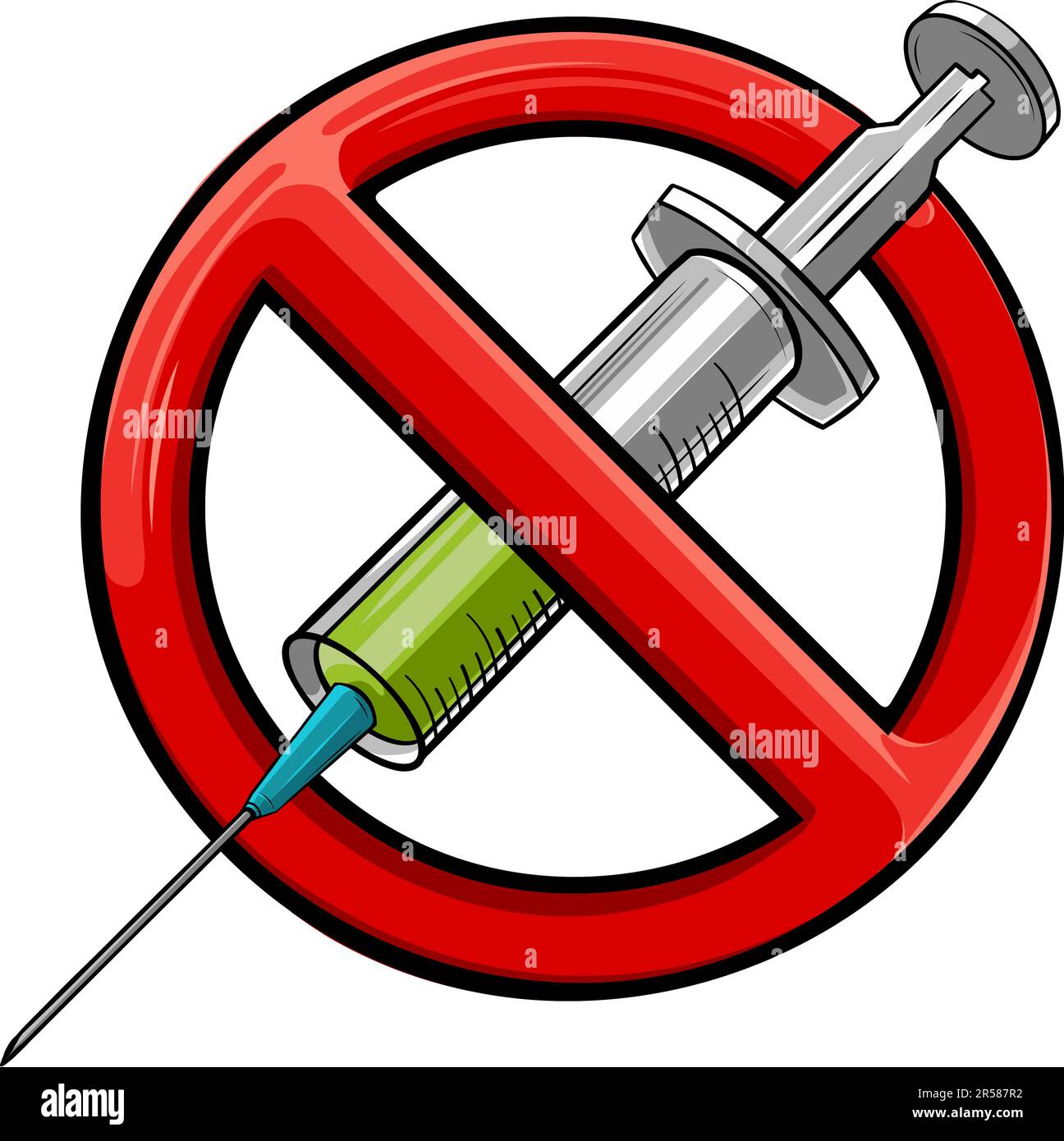 vector illustration of No syringe sign on white background Stock Vector ...