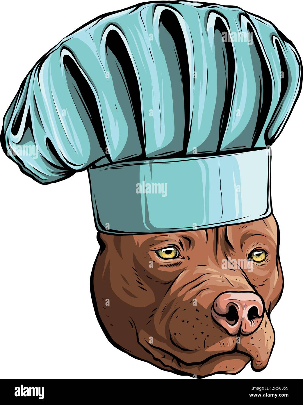Pit bull Terrier in a chef s cap. Vector illustration Stock Vector ...