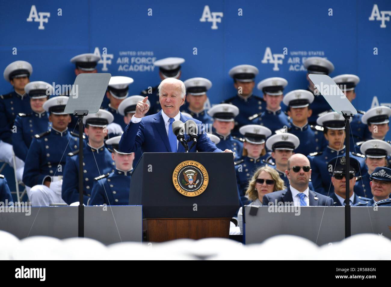 President Joe Biden addresses the Cadet class of 2023 during the United ...