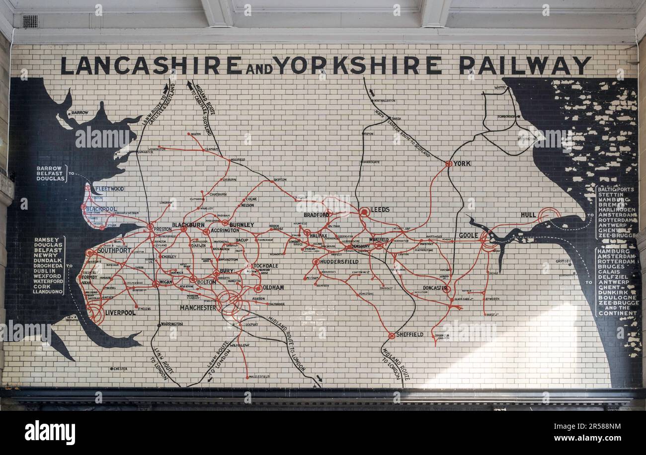 Lancashire and Yorkshire Railway route map in Manchester Victoria rail ...