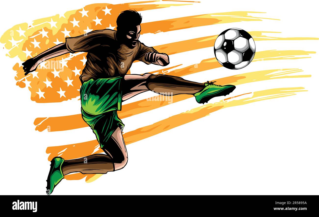 vector illustration of soccer player with american flag Stock Vector ...
