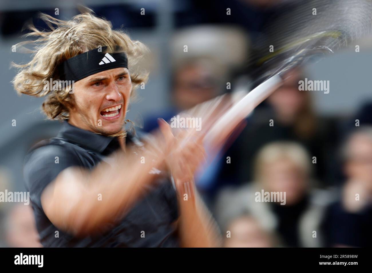 Germany's Alexander Zverev plays a shot against Slovakia's Alex Molcan during their second round ...