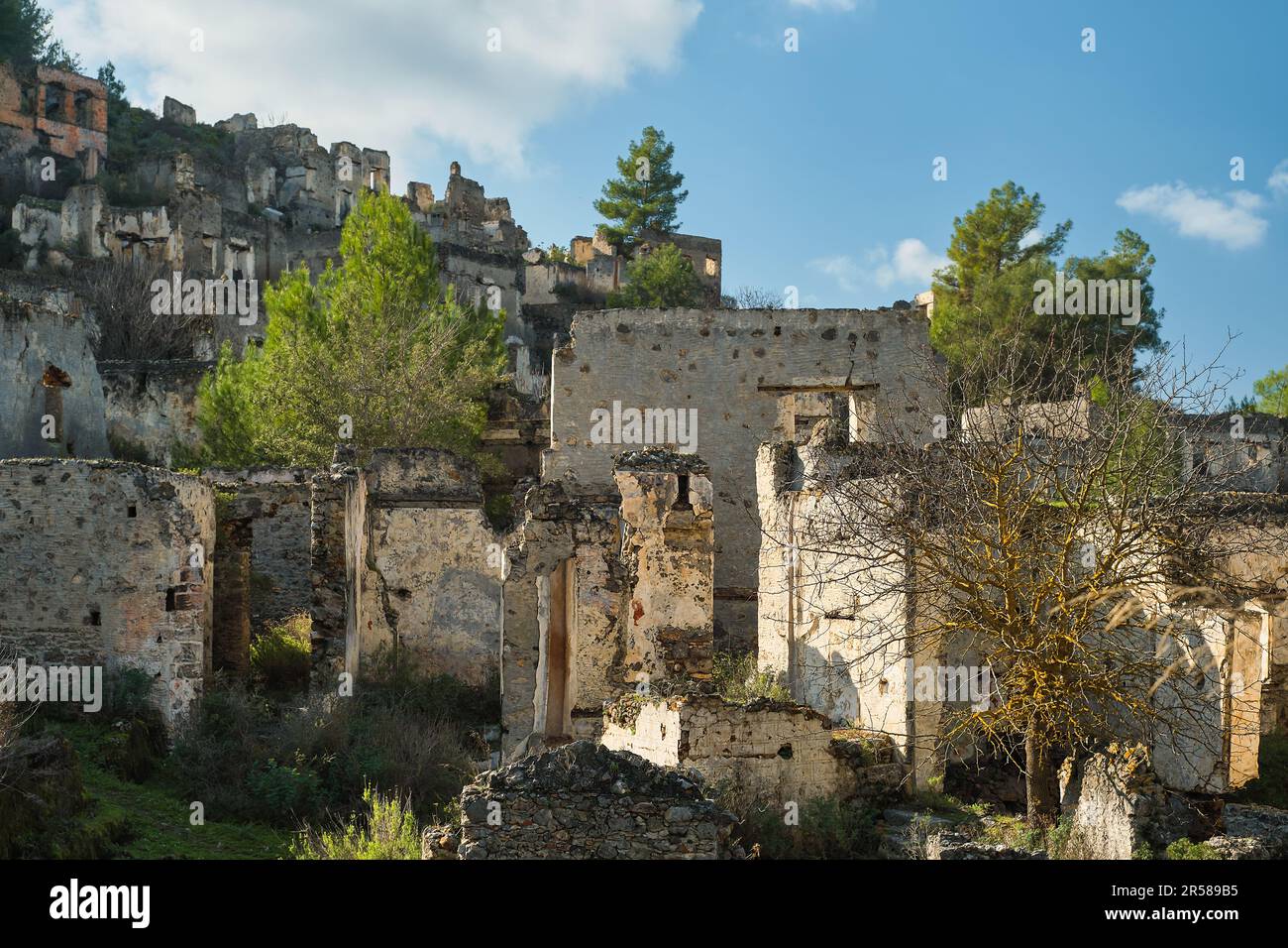 View of the abandoned city next to Kayakoy. Karmilissos abandoned ghost ...
