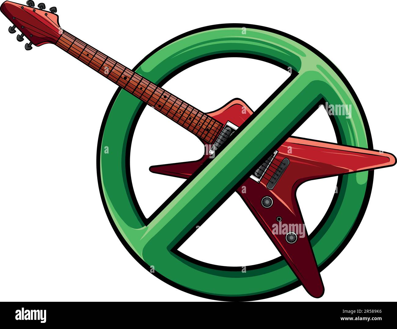 vector No Electric Guitar Sign on White Background Stock Vector Image ...