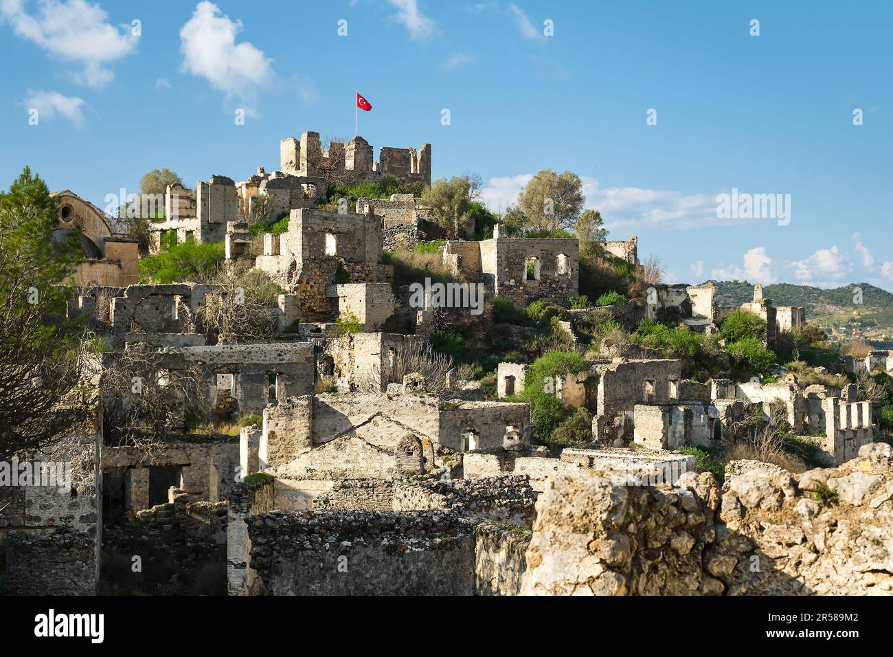 View of the abandoned city next to Kayakoy. Karmilissos abandoned ghost ...