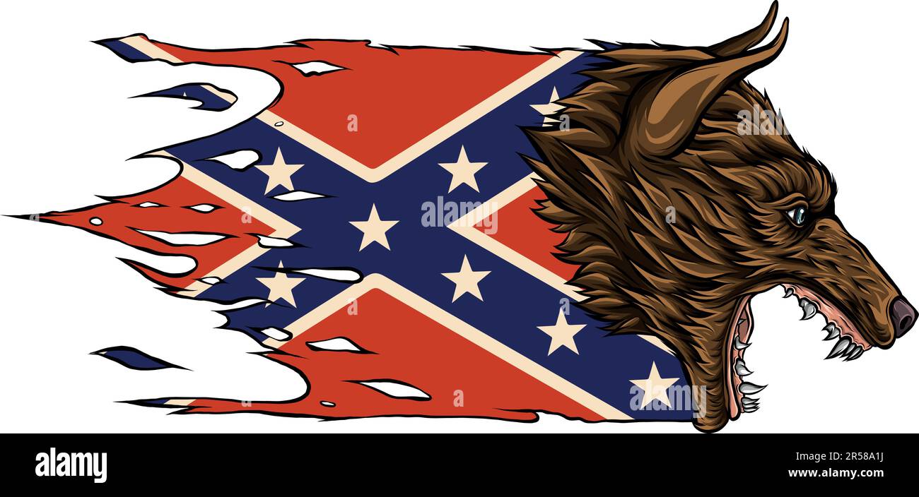 Confederate Flag With Wolf