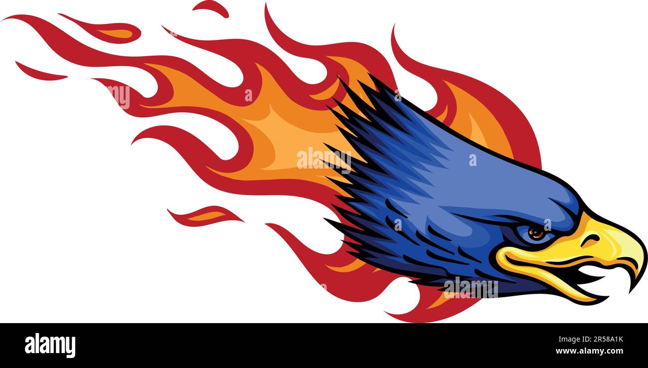 vector illustration of head Eagle with flames Stock Vector Image & Art ...