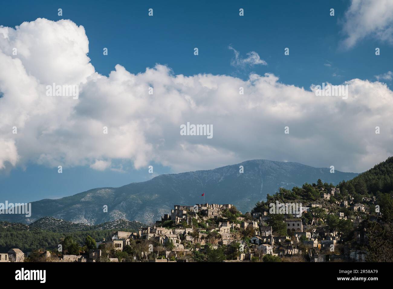 View of the abandoned city next to Kayakoy. Karmilissos abandoned ghost ...