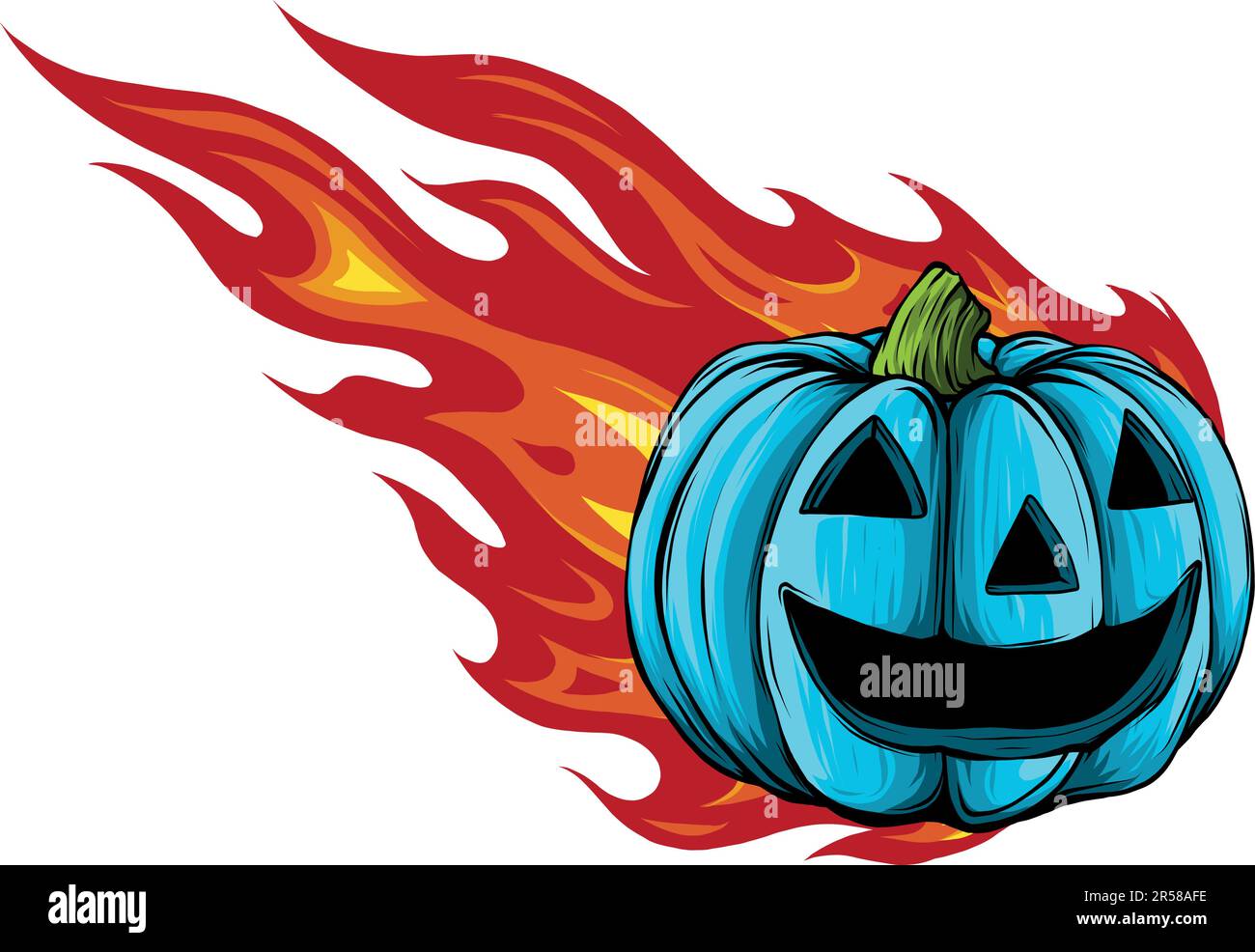 vector illustration halloween pumpkin with fire on white background ...