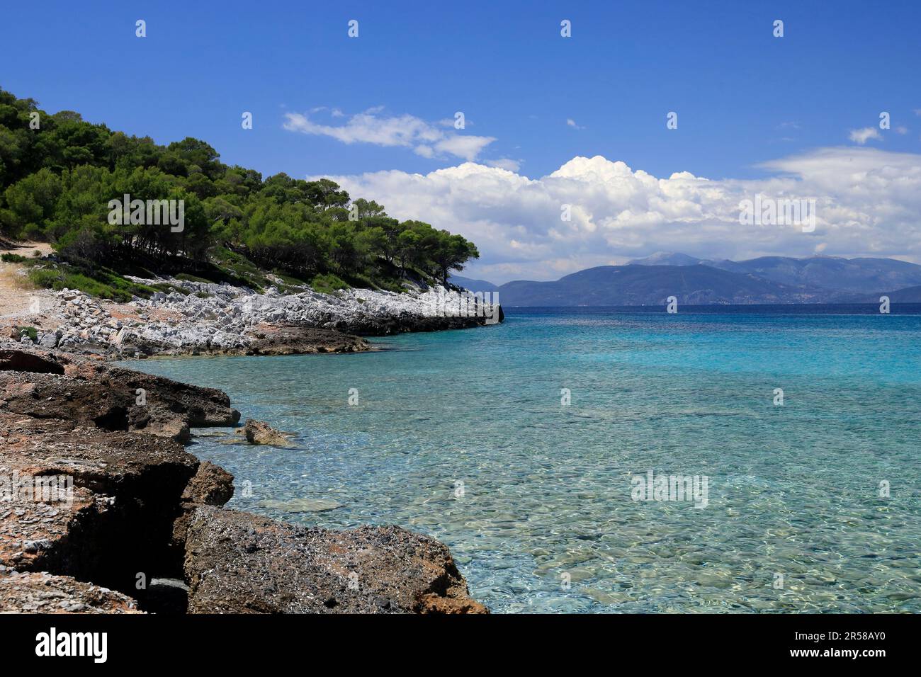 Beautiful Dragonera beach, Agistri Island, Saronic Gulf, Greece. Taken ...