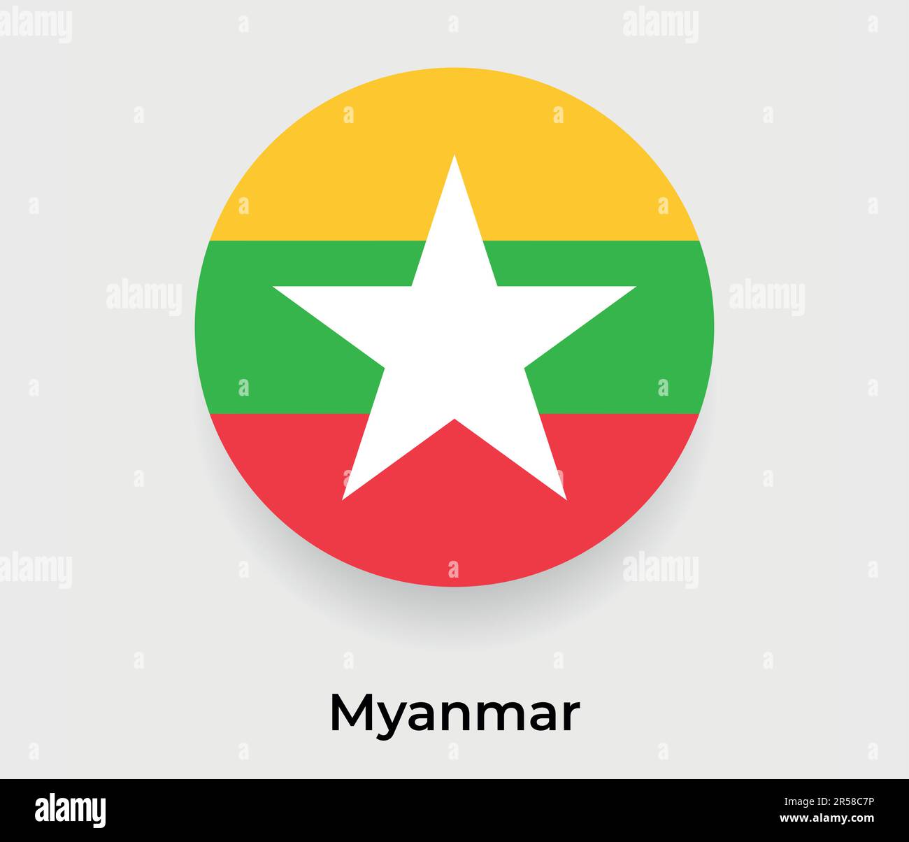 Myanmar Flag Bubble Circle Round Shape Icon Vector Illustration Stock