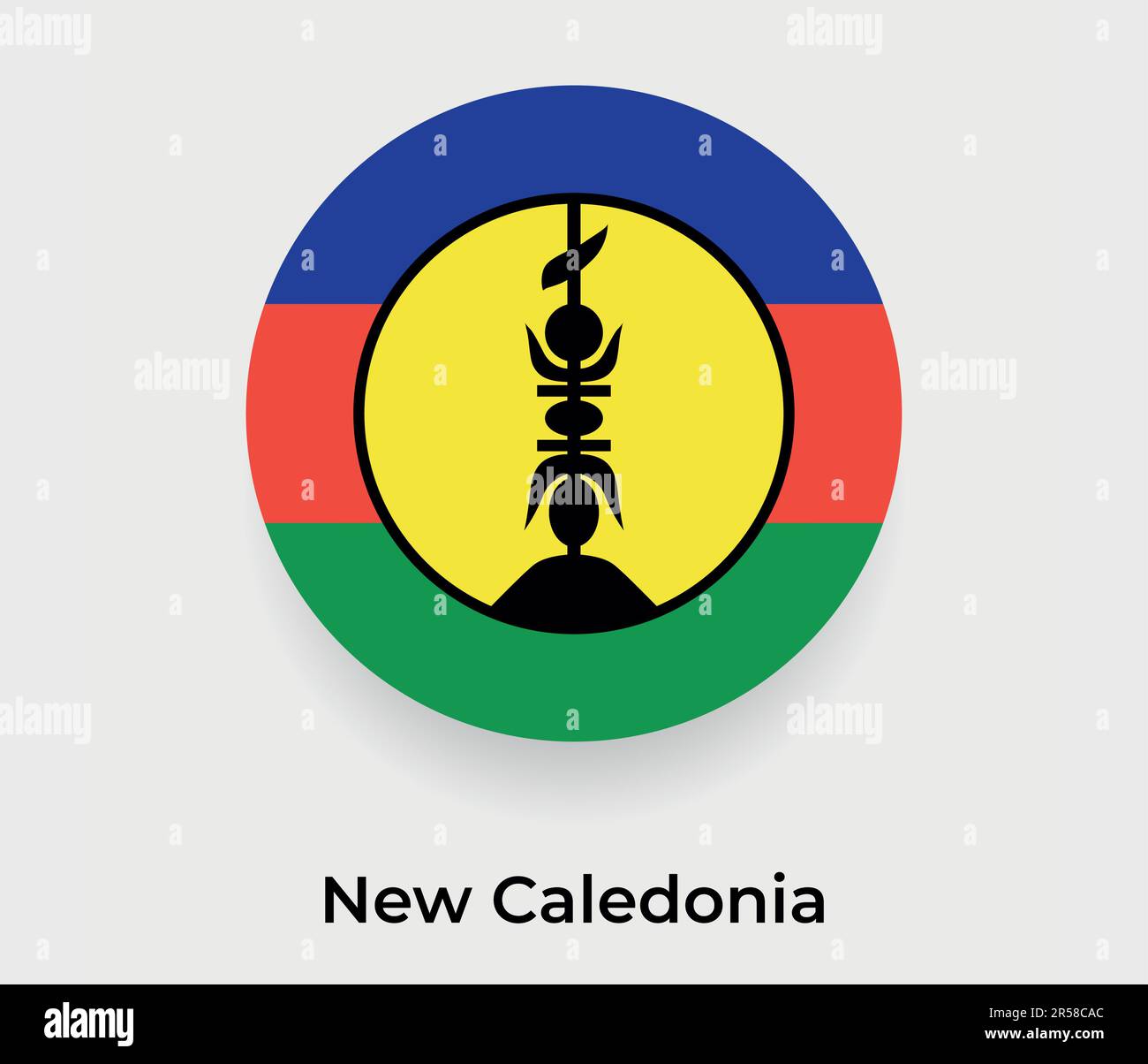 New Caledonia flag bubble circle round shape icon vector illustration ...
