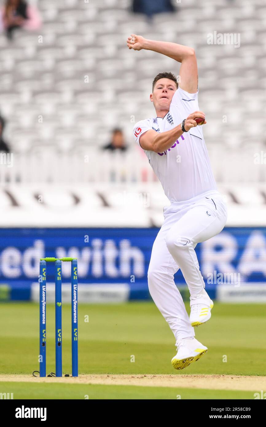Matthew Potts of England bowls during the LV= Insurance day one Test ...