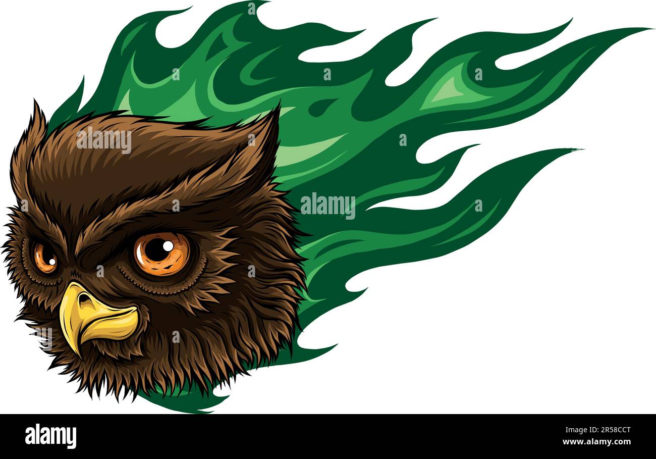 vector illustration of owl head with flames Stock Vector Image & Art ...