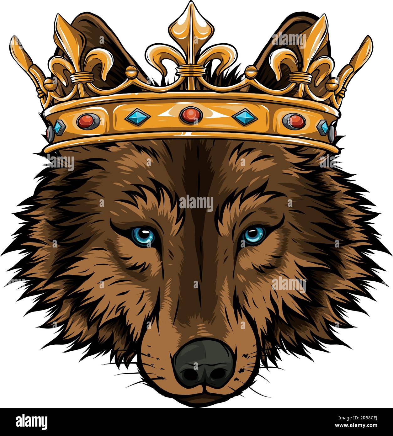 vector illustration of king wolf on white background Stock Vector Image ...