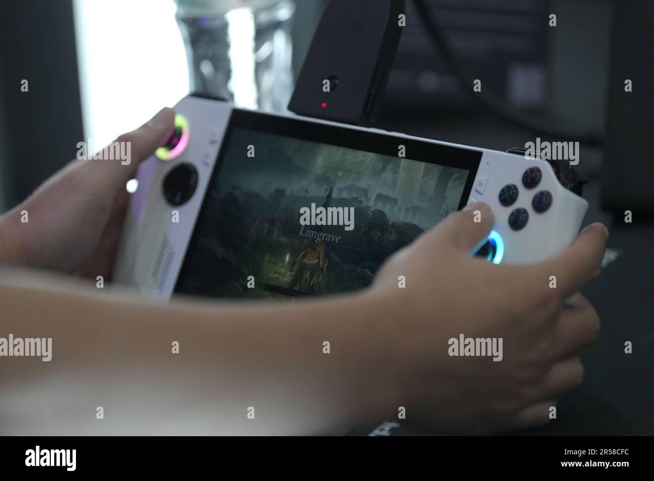 Taipei, Taiwan. 01st June, 2023. A person using a ROG Ally handheld ...