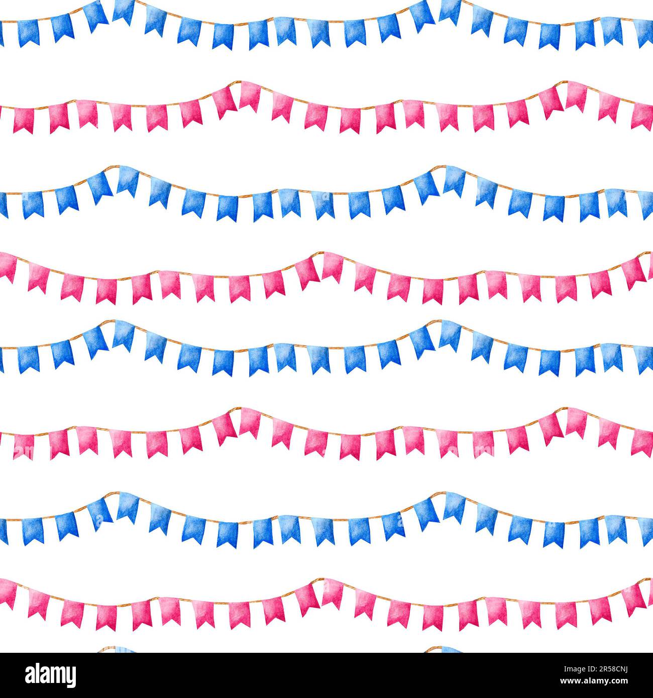 Seamless endless pattern pink blue flags. Newborn boy or girl. Hand ...