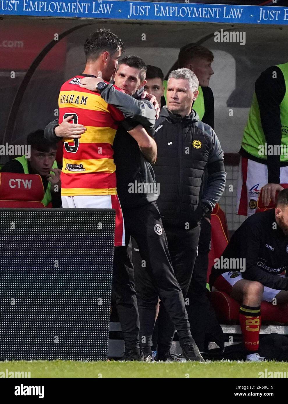 Partick Thistle's Brian Graham (left) and manager Kris Doolan during ...