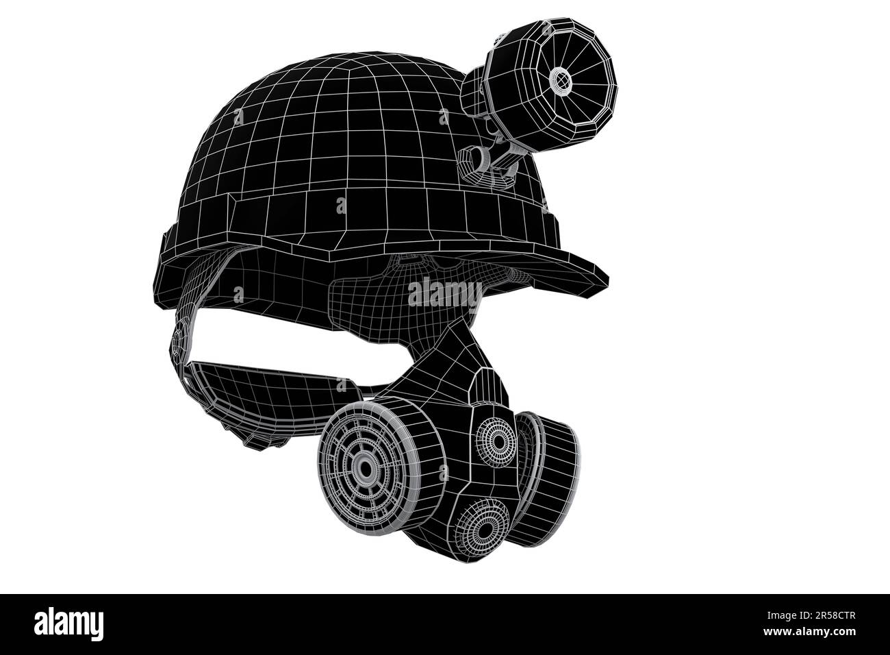 Safety helmet or hard cap and earphones muffs isolated on white ...