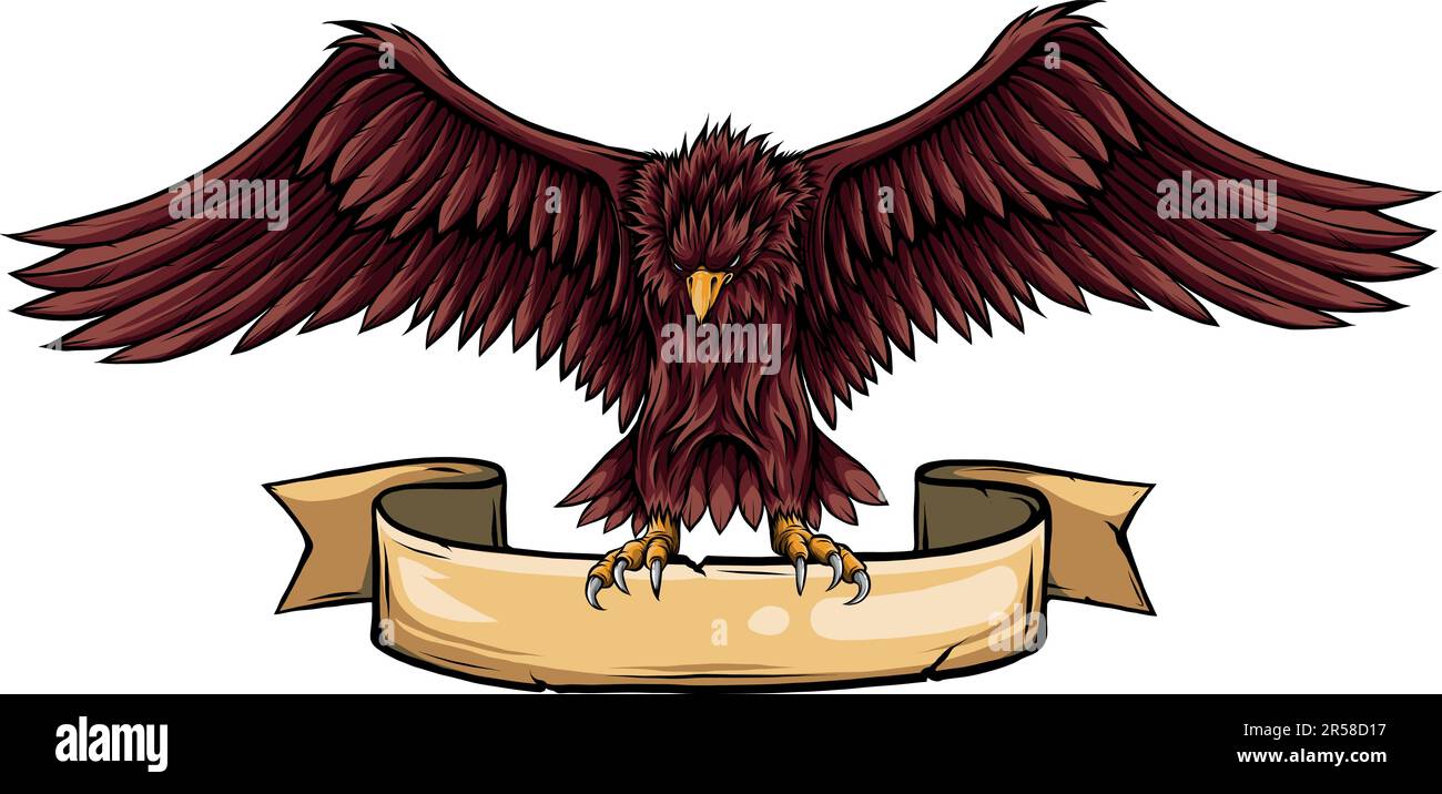 vector illustration of eagle mascot grip the ribbon Stock Vector Image ...