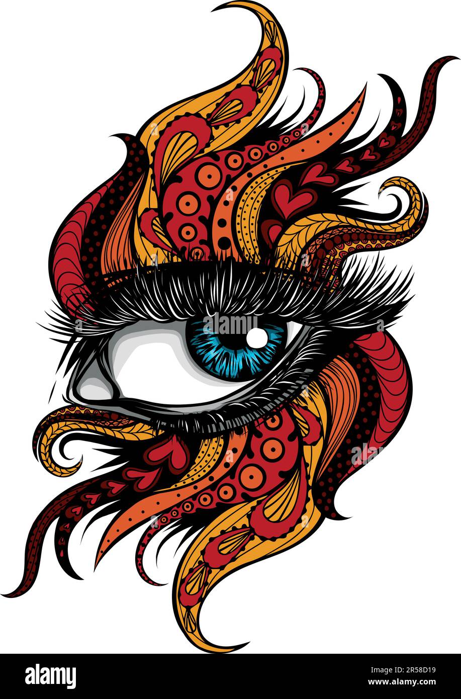 vector illustration of woman eye with mandala ornaments Stock Vector ...