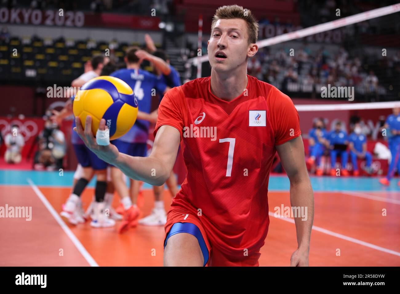 AUG 7, 2021 - Tokyo, Japan: Dmitry VOLKOV #7 of Team Russia in the Volleyball Men's Gold Medal ...