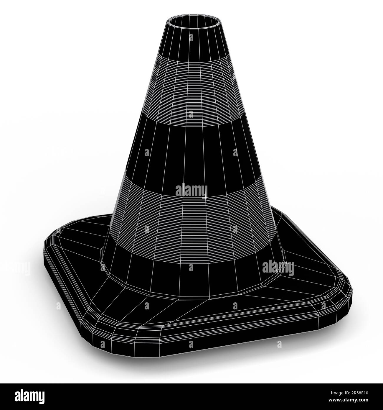 Set of traffic cones for under construction road work isolated on white background. 3d render ...