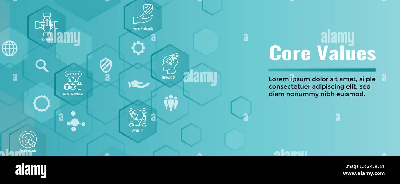 Core Values or Mission and Vision Icon Set and Web Header Banner Stock ...