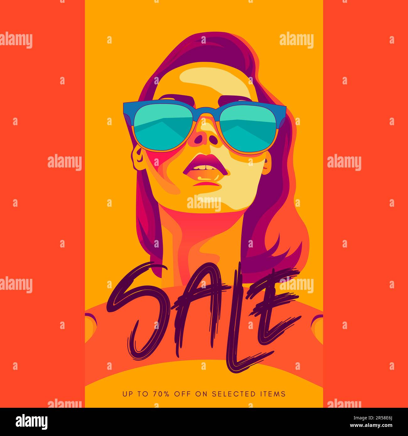 Sale Banner with Girl Face. Vector Illustration EPS10 Stock Vector ...