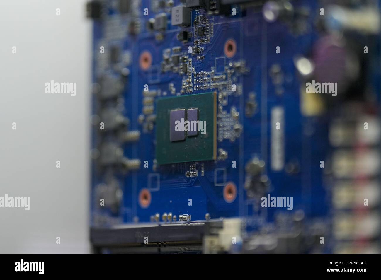 Taipei, Taiwan. 01st June, 2023. A chip on a PCB of a mini industrial ...