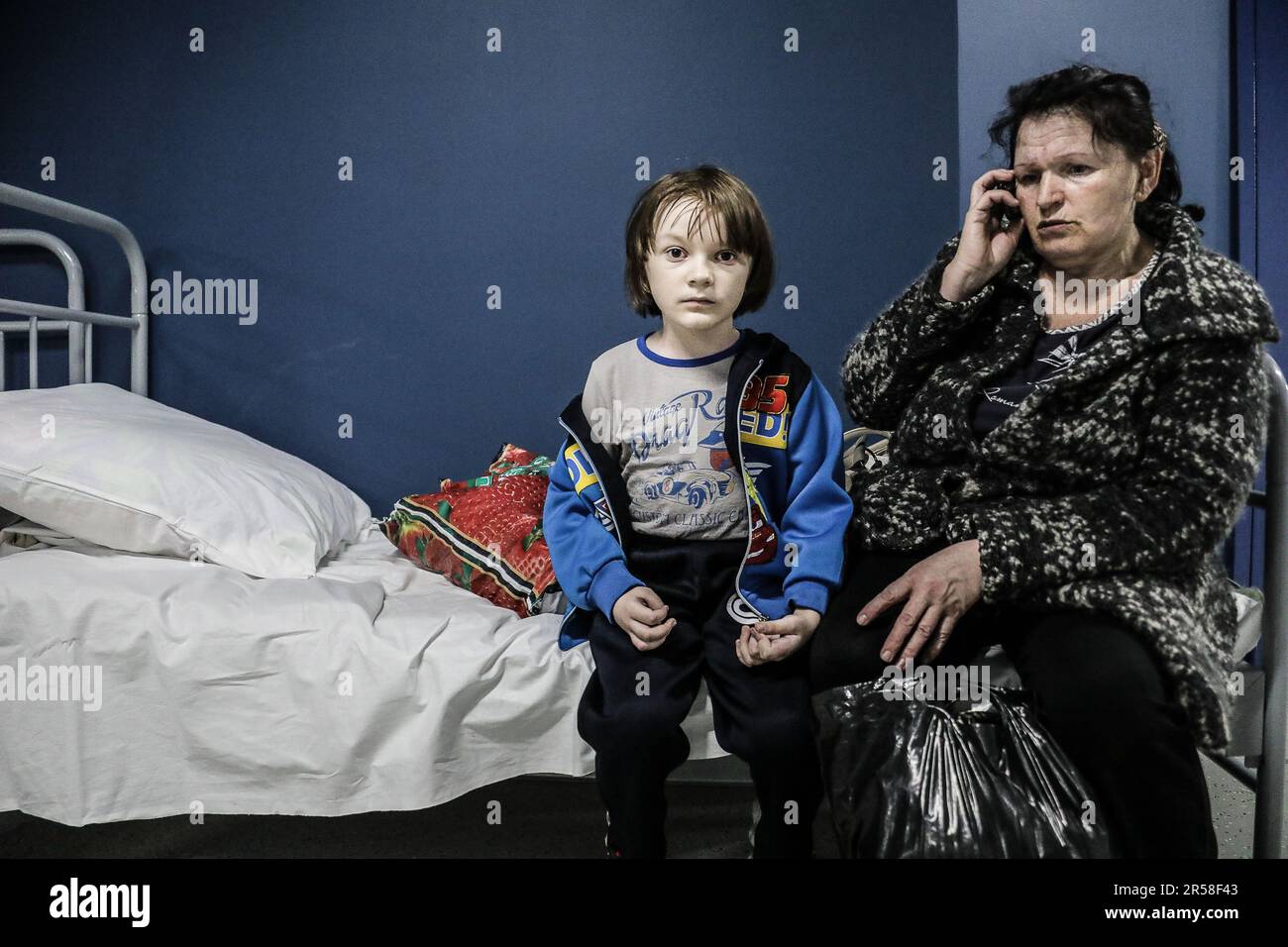 June 01.2023 Russia. Belgorod. Residents of the village of Shebekino at ...