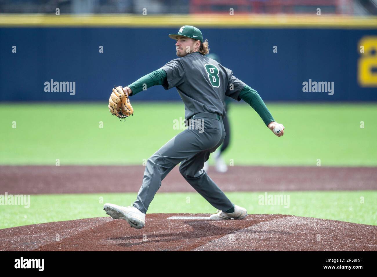 Michigan State Spartans pitcher Harrison Cook (8) delivers a pitch ...