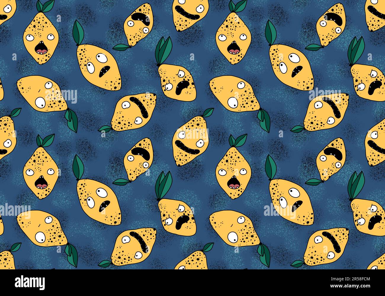 Summer cartoon fruit seamless monster lemon pattern for wrapping paper ...