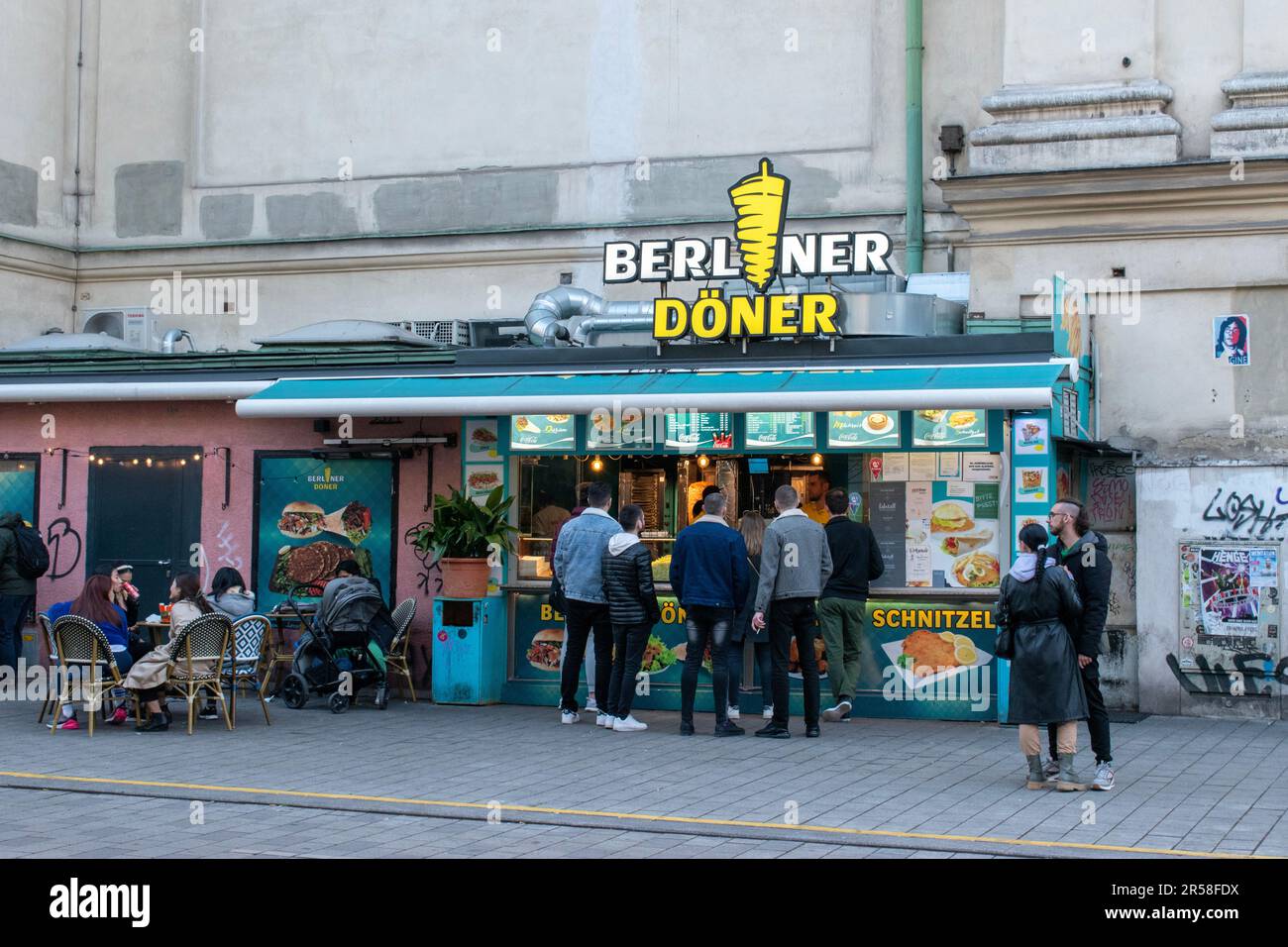 vienna, austria - 10 april, 2023 kebab shop, on the street of vienna ...
