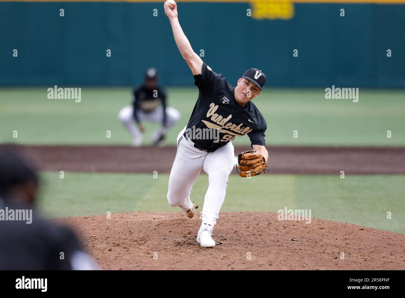 Vanderbilt Commodores relief pitcher Greysen Carter (98) in action ...