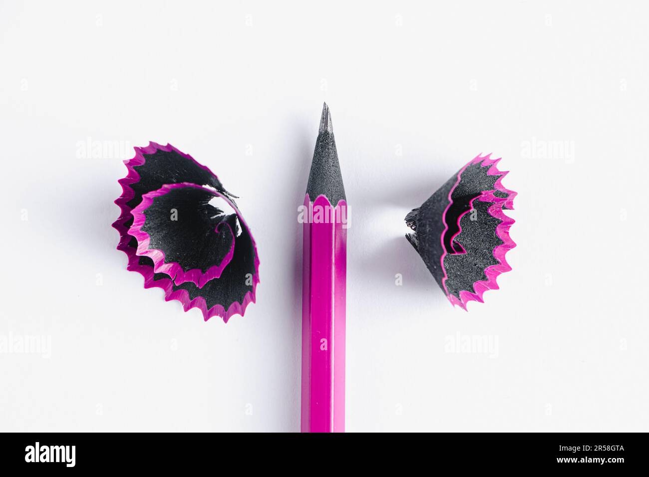 Sharpening graphic pencil for drawing. Wooden purple pencil and ...