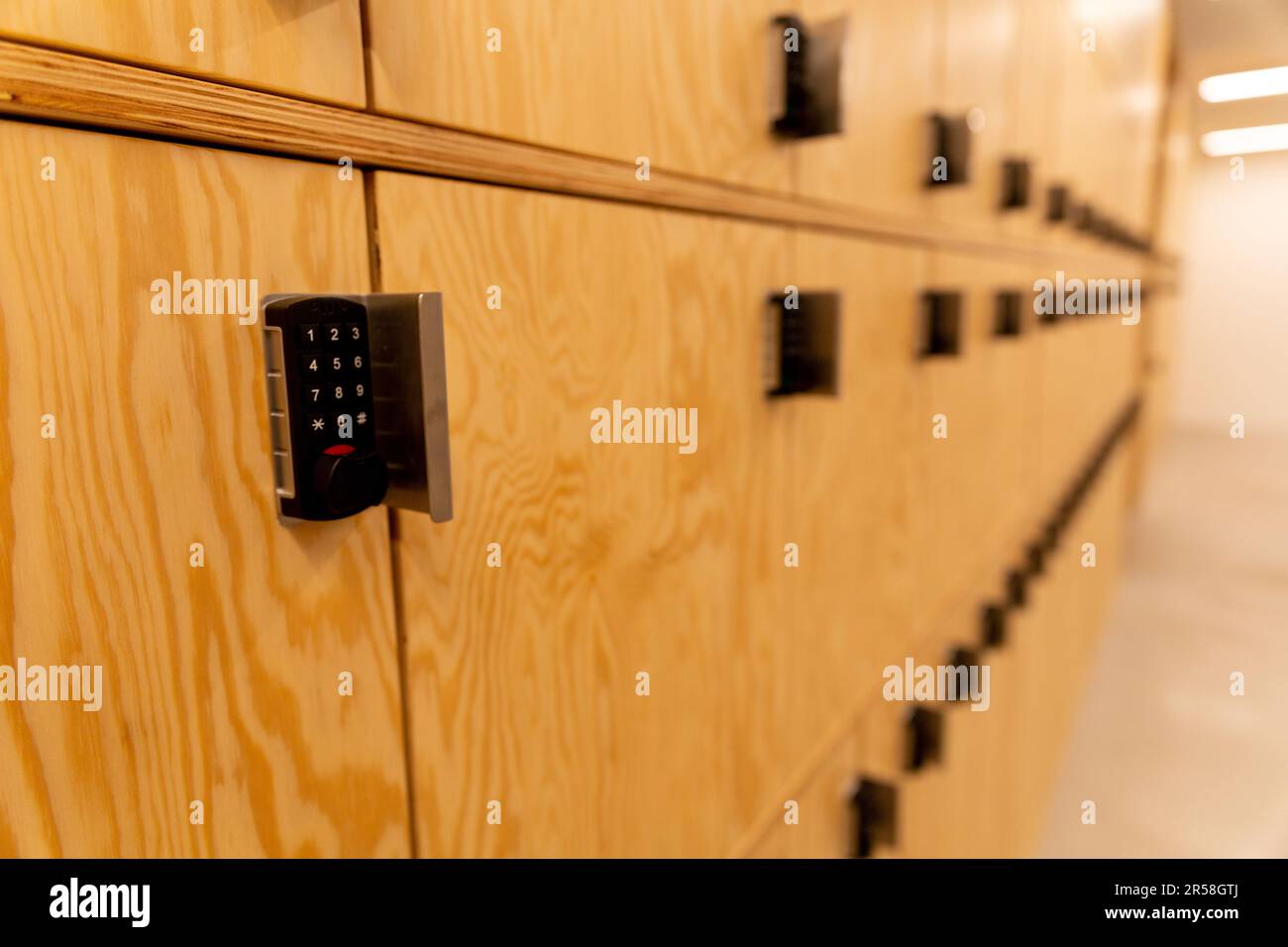 set of wooden lockers for personal items Stock Photo - Alamy