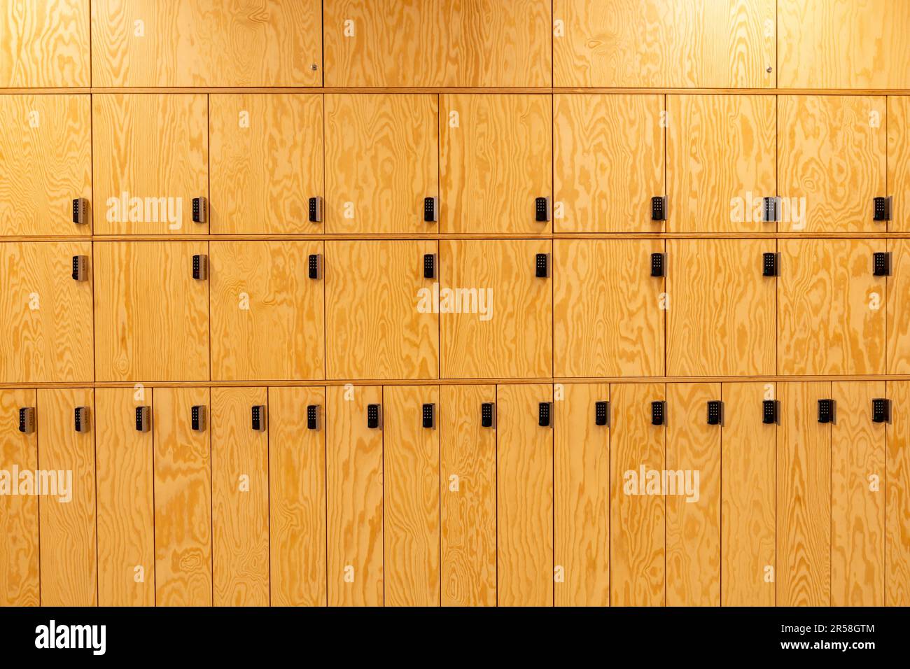 set of wooden lockers for personal items Stock Photo - Alamy
